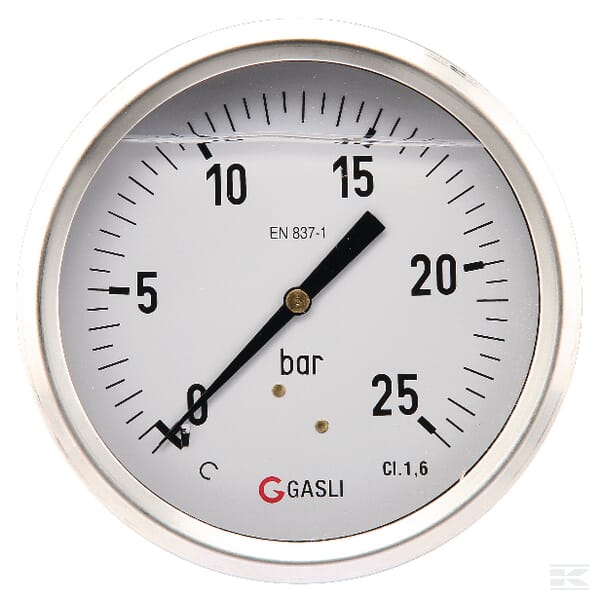 Manomètre Ø100 0-25bar ½ hint Manomètre hydraulique - AGZ000574991