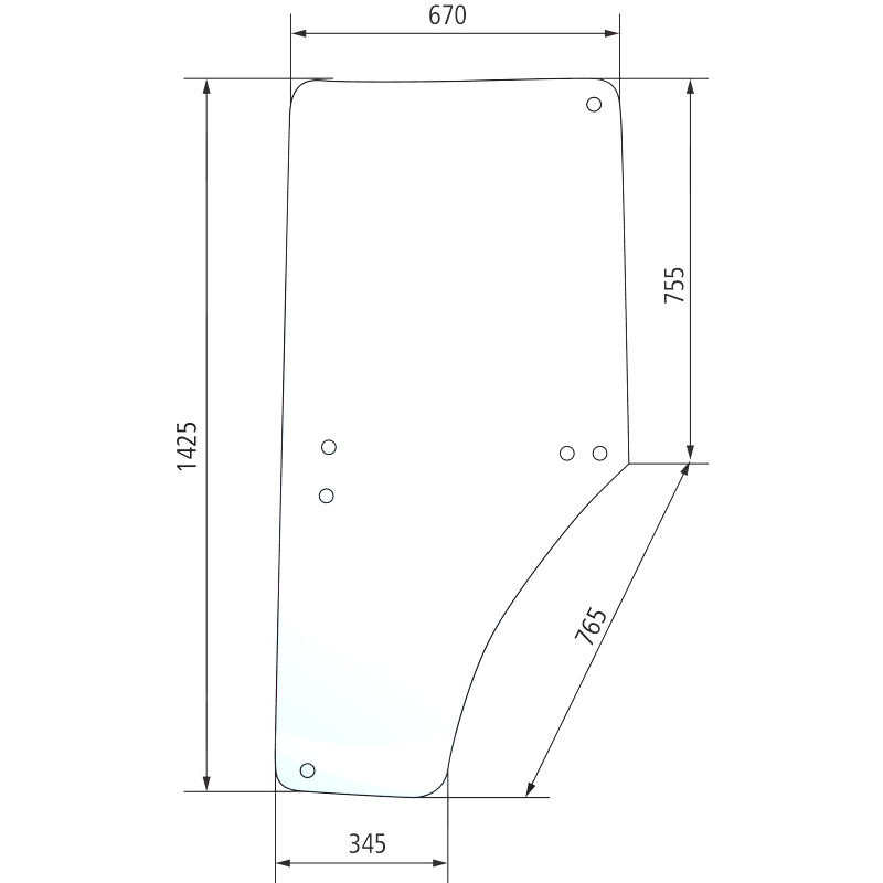 Vitre de porte gauche John Deere L169102 Adaptable