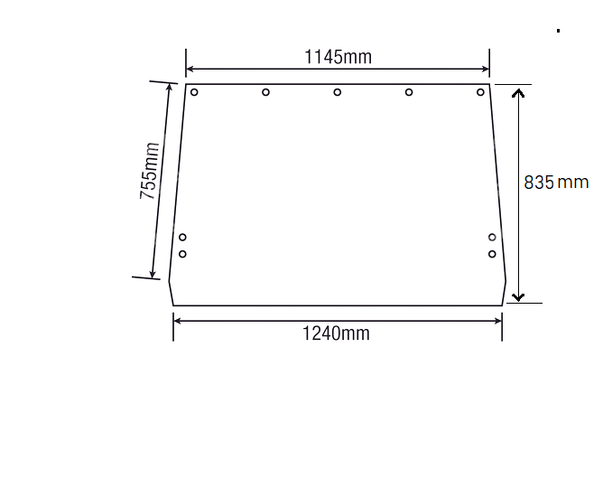 Vitre cabine tacteur John Deere arrière 9 trous R50758