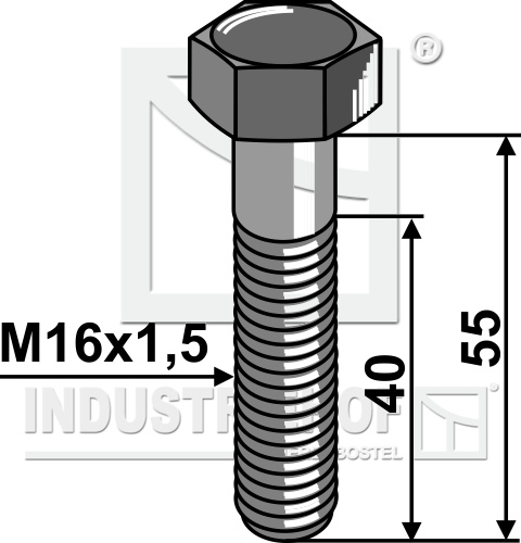 Boulon M16 x 1,5 x 55 mm 12.9 Boulonnerie de herse - AGZ000012068