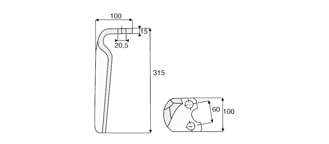 HOWARD | Dent de herse rotative droite Dent de herse rotative ...