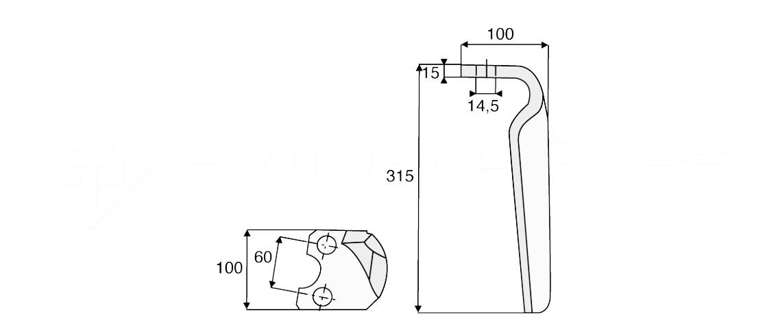 HOWARD | Dent de herse rotative gauche Dent de herse rotative ...
