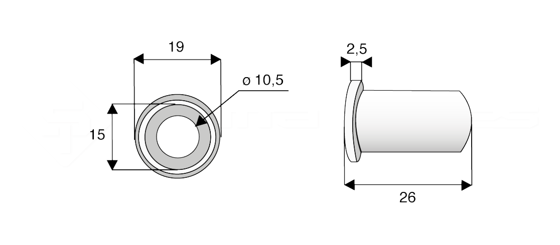 NOREMAT | Bague epaulee 10x15x-26 Entretoise pour broyeur - AGZ000727099