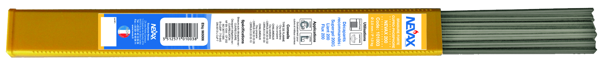 Nevax 200 : Brasure forte cupro-phosphore, diamètre 2mm, 1kg Soudure ...