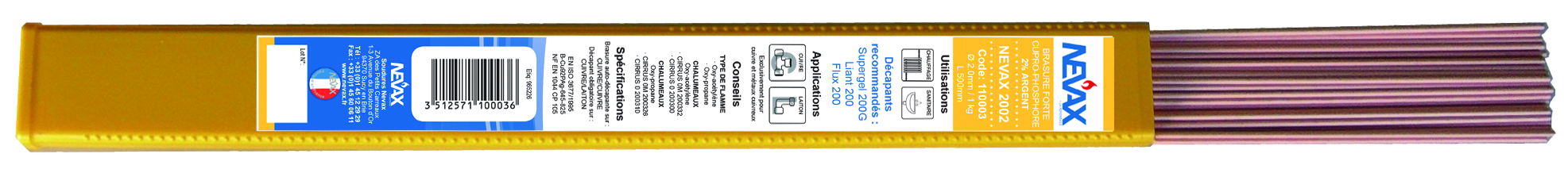 Nevax 2002 : Brasure forte cupro-phosphore argent 2%, diamètre 2mm, 1kg ...