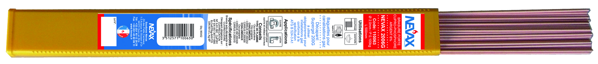 Nevax 2006G : Brasure forte cupro-phosphore argent 6%, diamètre 2mm ...