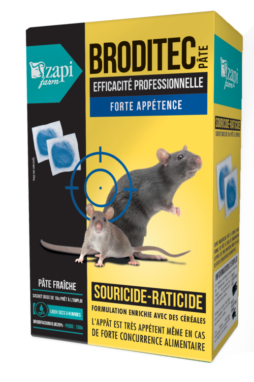 Raticide souricide Broditec pâte Sachet 15 gr Boite de 150g - Agrizone